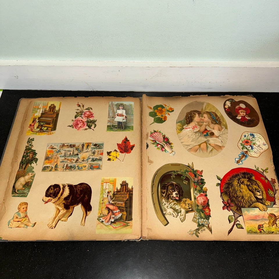 Antique Victorian Scrapbook Album Ephemera Die Cut Trading Cards 40 ...