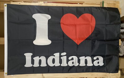 I Love Indiana Flag FREE SHIP Home State Dominate Heart USA Sign 3x5 ...