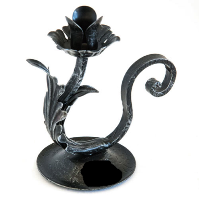 Candlestick holders Bugia wrought iron angle a flame style hand forging ...