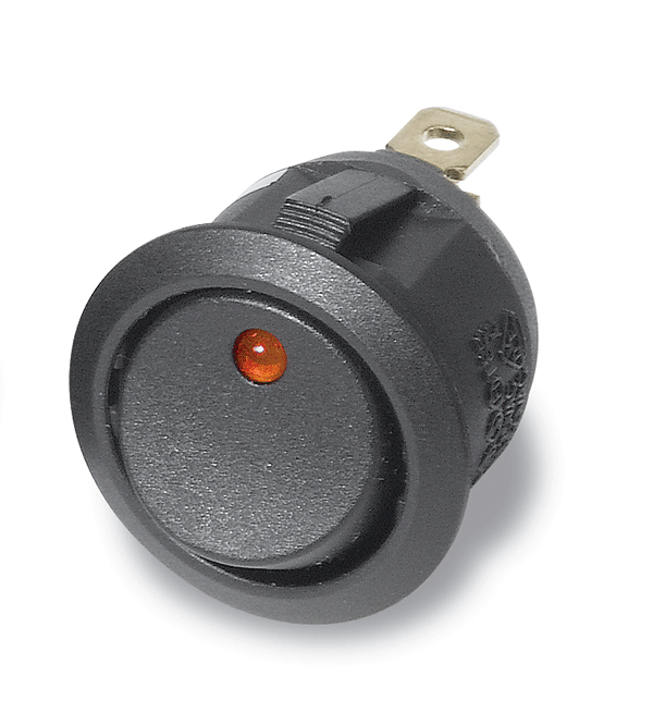 SCI R13-112 Black Round Rocker Switch Red LED 3p SPST On-off 12vdc for ...