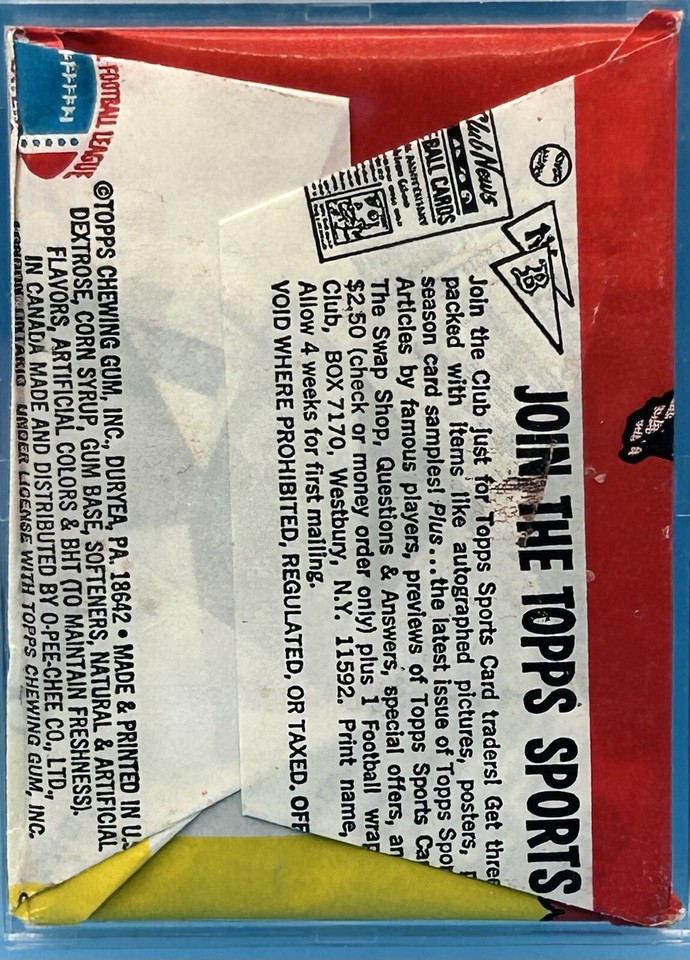 1975 TOPPS FOOTBALL WAX PACK SEALED UNOPENED PSA 6 EX-MT - possible L ...
