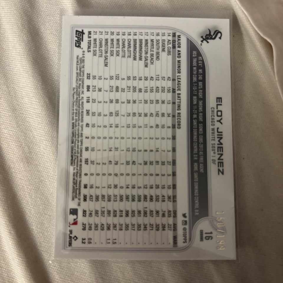 2022 Topps Chrome - Aqua Refractor #16 Eloy Jimenez /199 | eBay