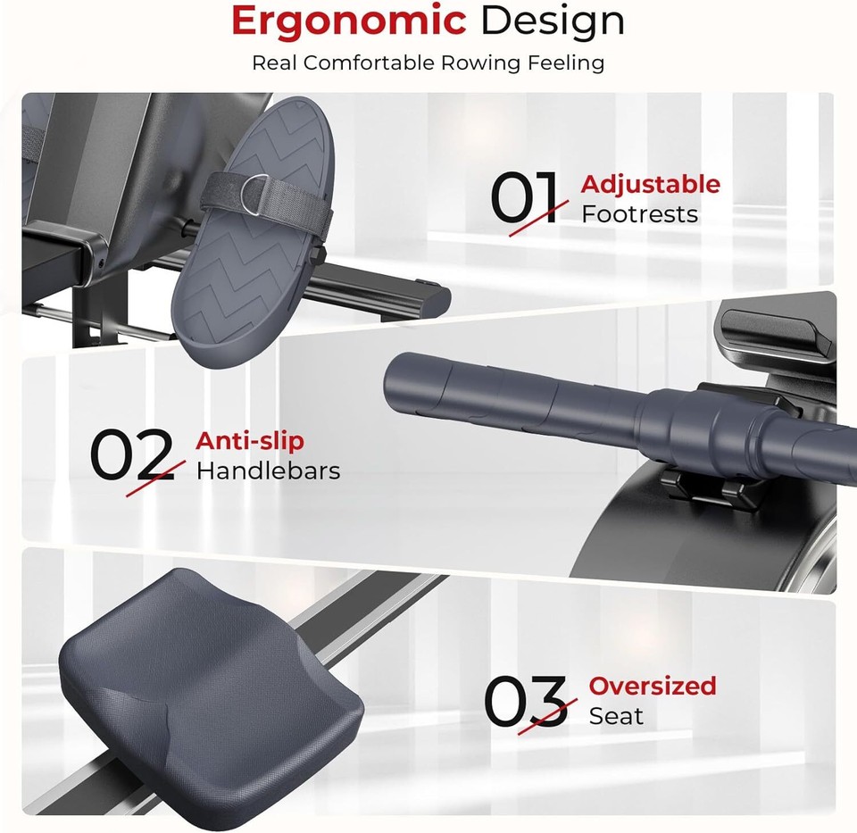 LCD Fitness Magnetic Rowing Machine Rower 16 Levels of Adjustable ...