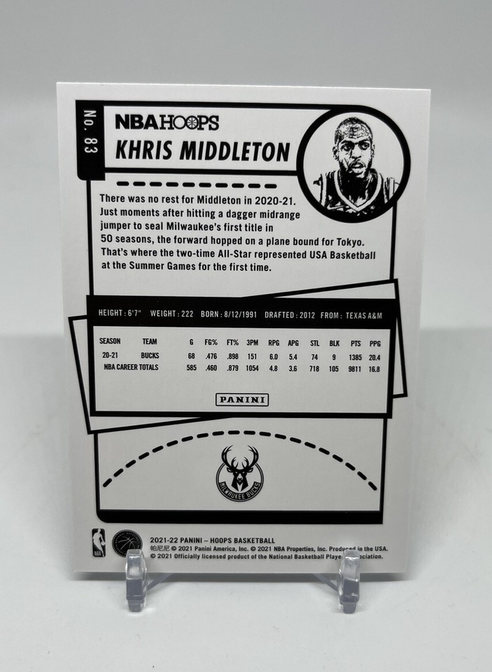 2021-22 Hoops Khris Middleton #83 Blue Parallel | eBay