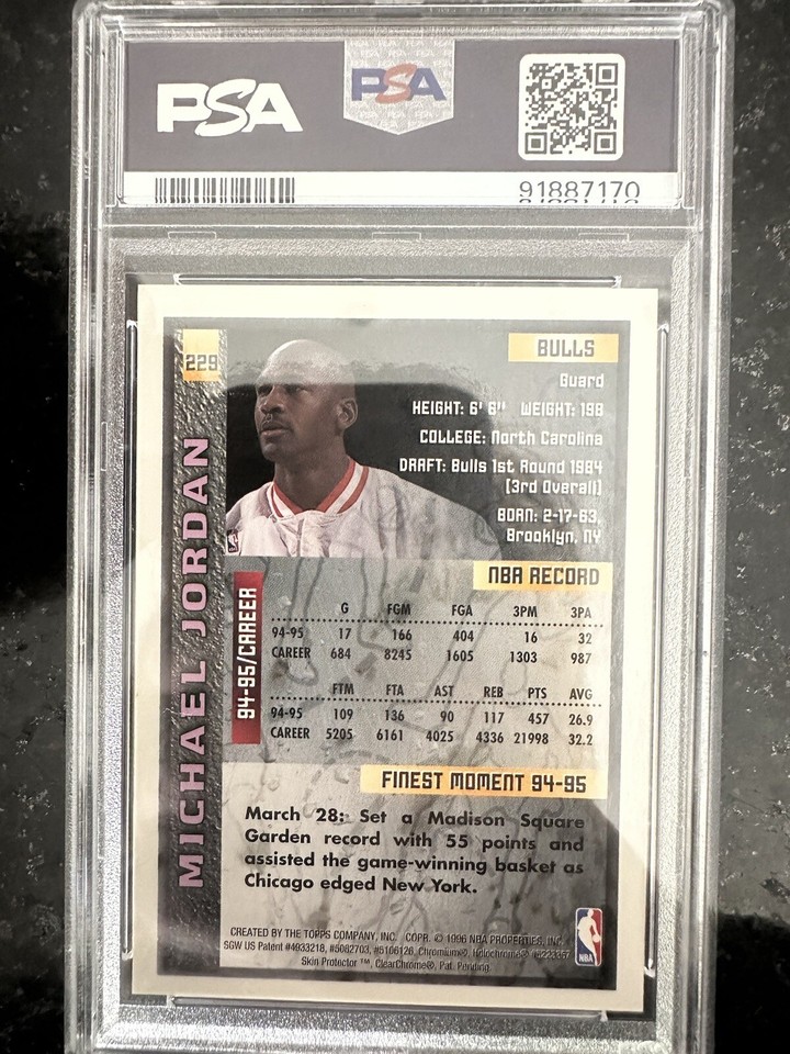 1995 TOPPS FINEST #229 MICHAEL JORDAN PSA 8 | eBay