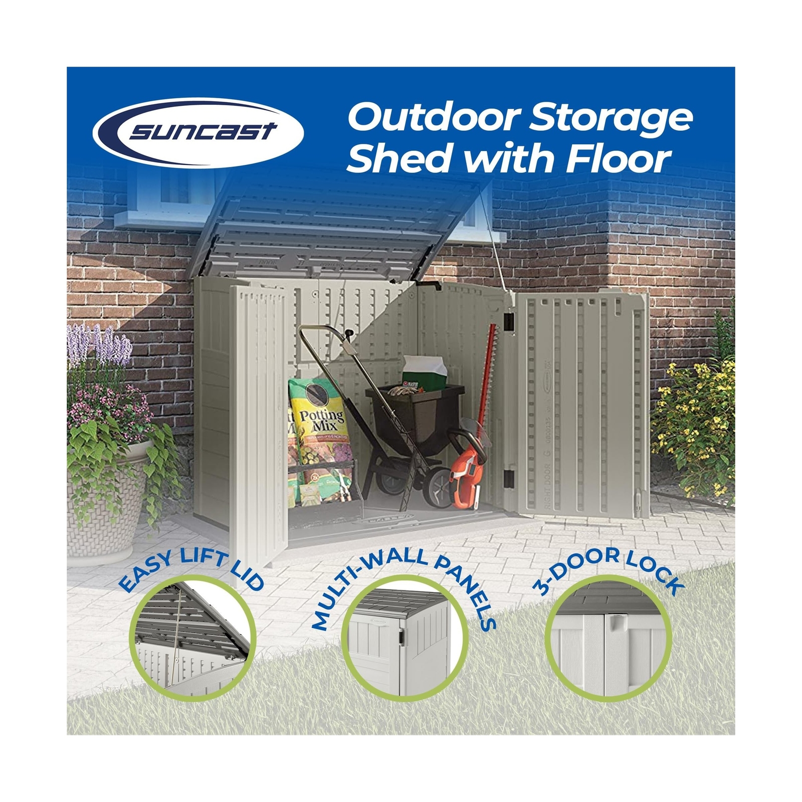 Sheds & Outdoor Storage Clearance Suncast 34 Cu. Ft. Glidetop ...