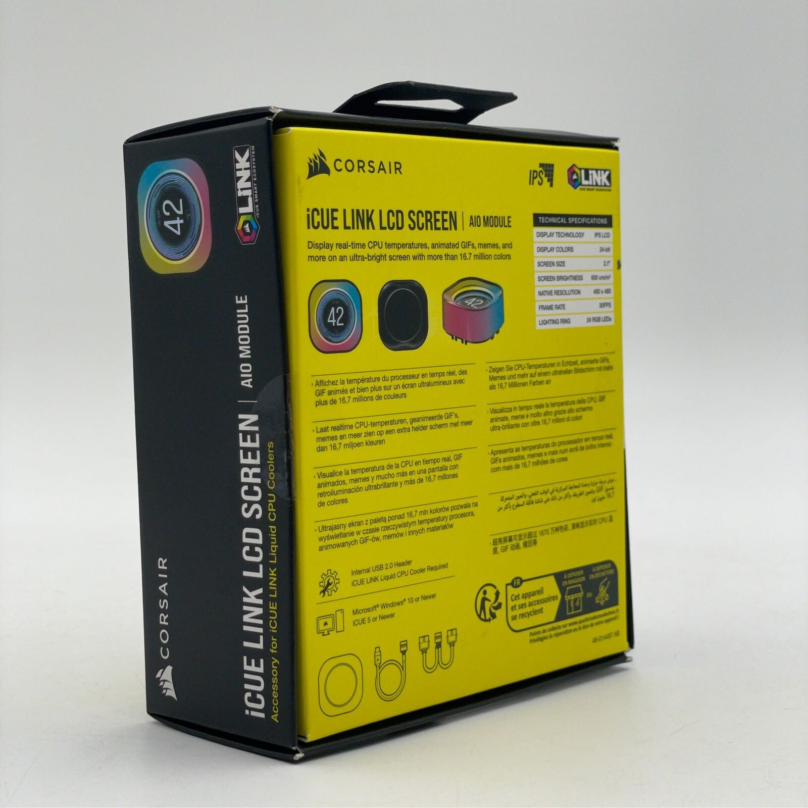 CORSAIR iCUE Link AIO LCD Screen Module - 2.1” IPS LCD Screen - Black ...