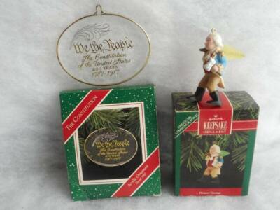 2 Hallmark Ornaments ~ The Constitution 1987 & Honest George NIB TAGS ...
