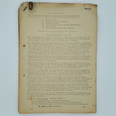 Original WWII WW2 German Kriegsmarine officer documents instructions ...