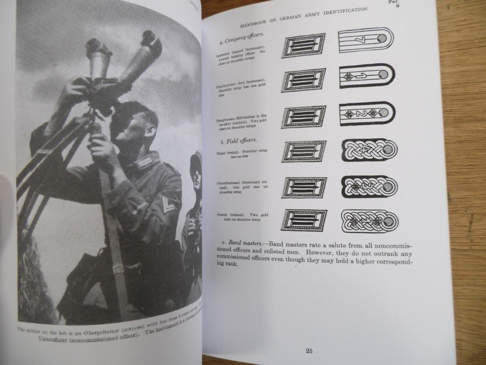 WW2 Field Manual Handbook on German Army Identification 1943 ...