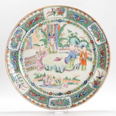 Antique 19th c Chinese Porcelain Cantonese Figural Plate Figures Qing ...