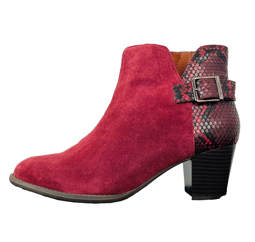 Burgundy red snakeskin print boots, genuine suede leather heel Vionic ...