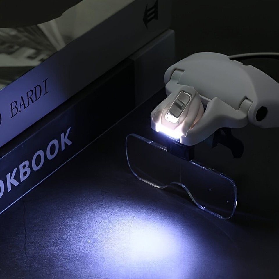 LED Head Magnifier Battery Powered Lighted Magnifying Glasses with 2 ...