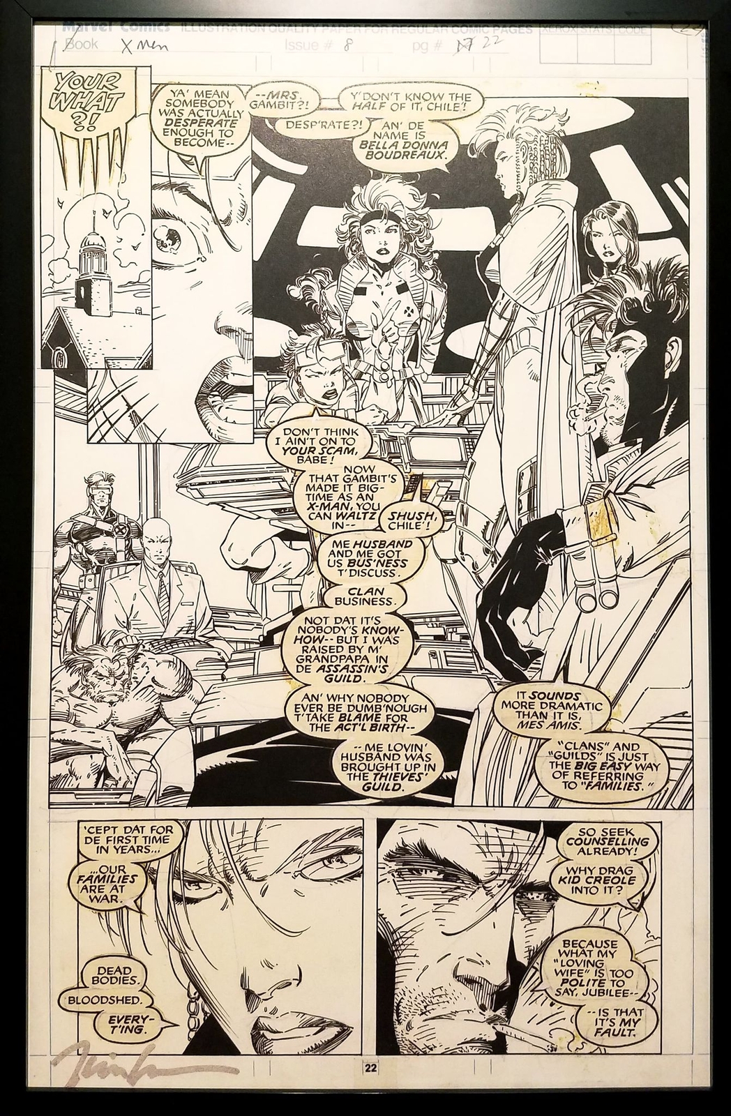 X-Men #8 pg. 22 Rogue Jim Lee 11x17 FRAMED Original Art Poster Marvel ...