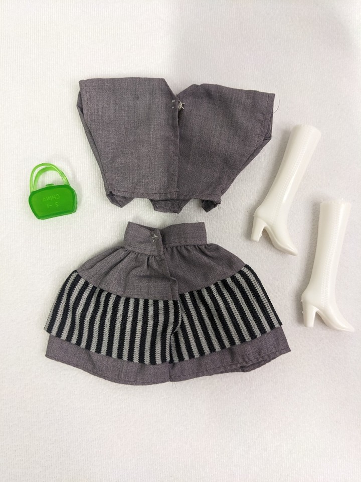 Ooak Black Goth Barbie Doll Outfit With Purse And Tall White Boots | eBay