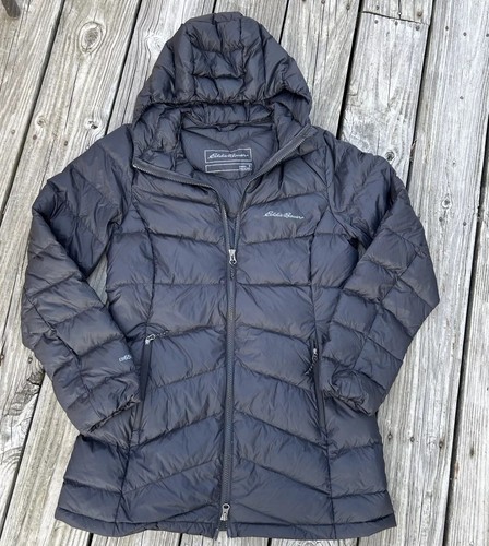 Eddie Bauer Chevron Hooded Down Parka Jacket EB 650 Size Small Black ...