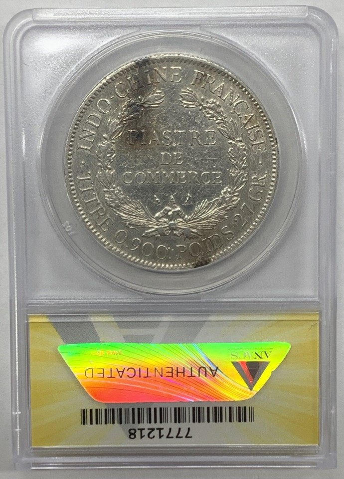 1908 French Indo-China 1 Piastre Coin ANACS AU 50 Details Cleaned W6 | eBay