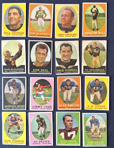 x16 lot of 1958 Topps Football Card Vintage NFL Various Players Poor ...