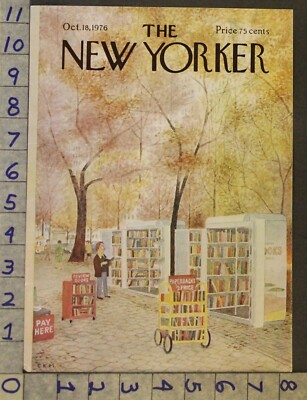 1976 BOOK STALL LIBRARY SHOP PARK MARTIN NEW YORKER VINTAGE ART COVER ...