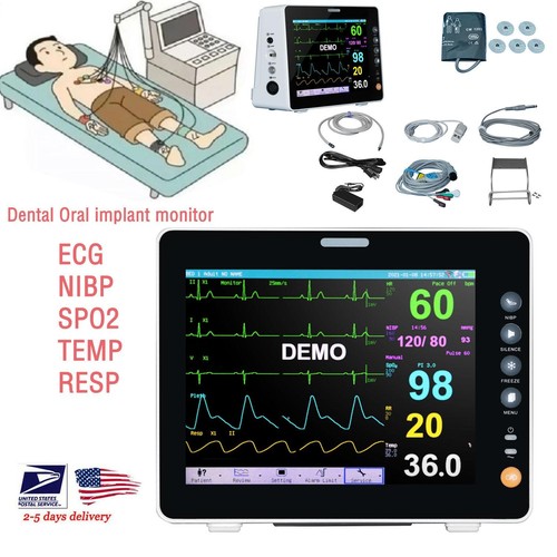 US Multi-parameter TEMP SPO2 ECG NIBP RESP Patient Monitor Portable ...