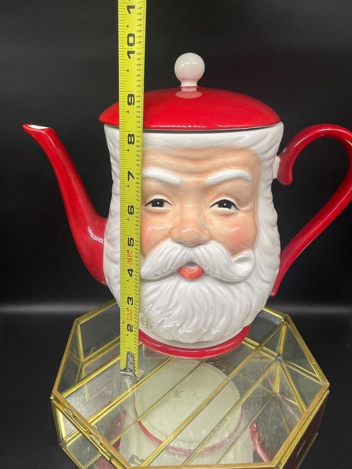 Department 56, Large, Ceramic, Two-Faced Christmas Santa Teapot **READ ...