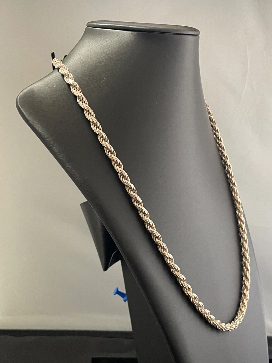 Long Sterling Silver Spiral Rope Necklace