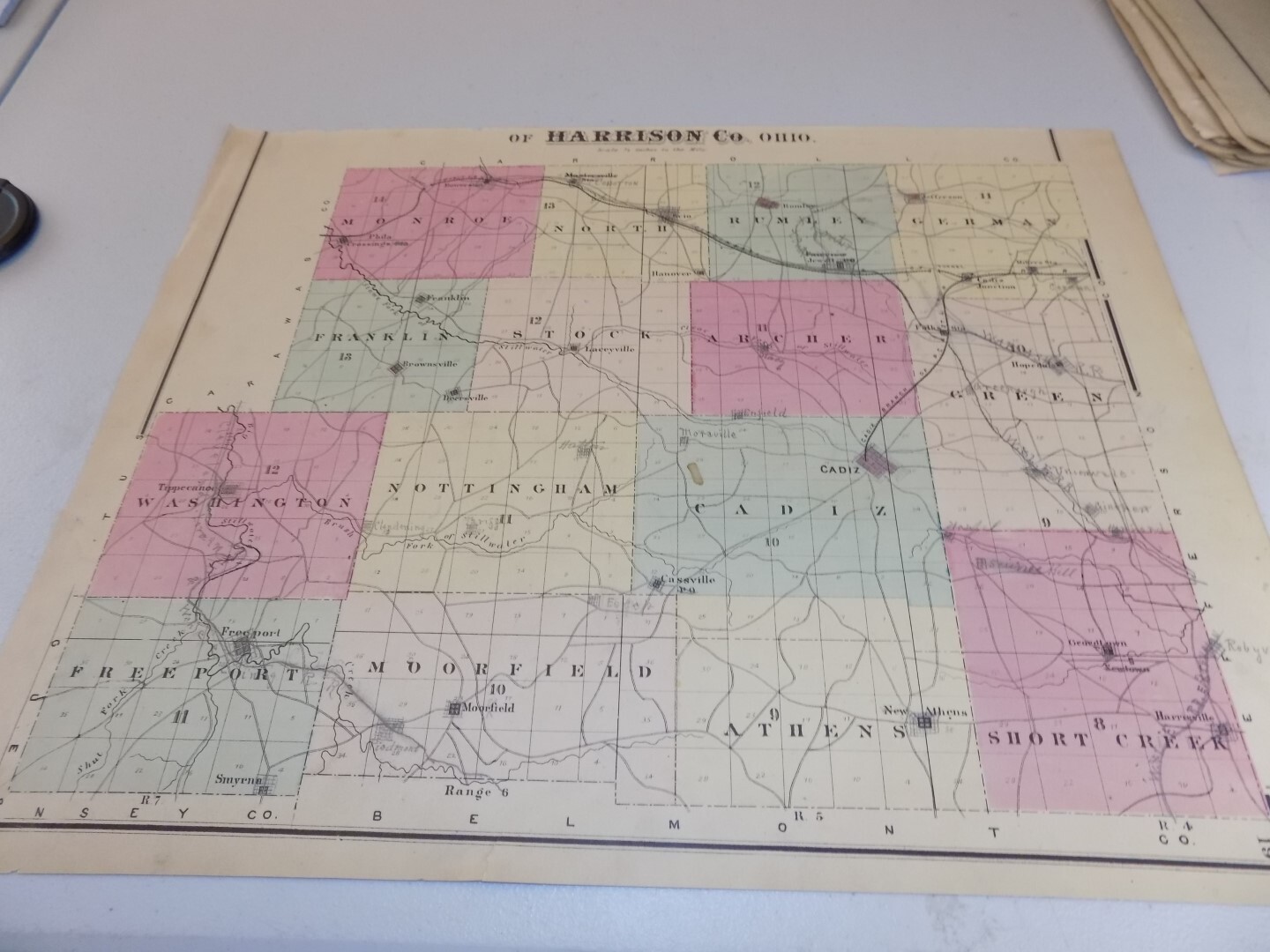 1875 Antique Map / Harrison Co, OH / HARRISON COUNTY TOWNSHIPS Ohio | eBay