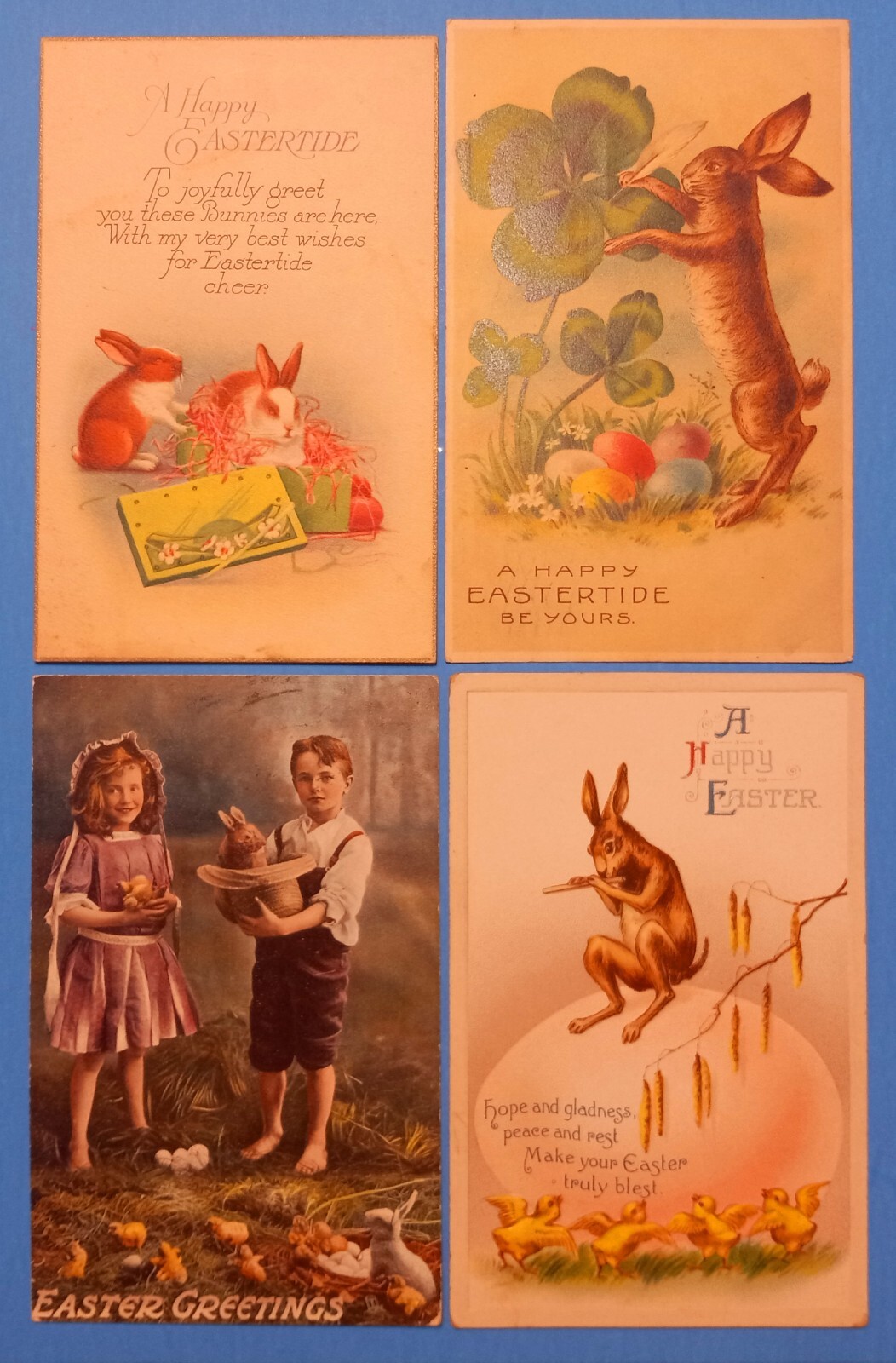 VINTAGE LOT EARLY 1900s EASTER BUNNY POSTCARD LOT OF 4 CLAPSADDLE TUCKS ...