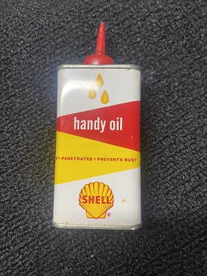 Vintage SHELL Oil Company 4 fl. oz. Handy Oil TIN that is FULL & GREAT ...