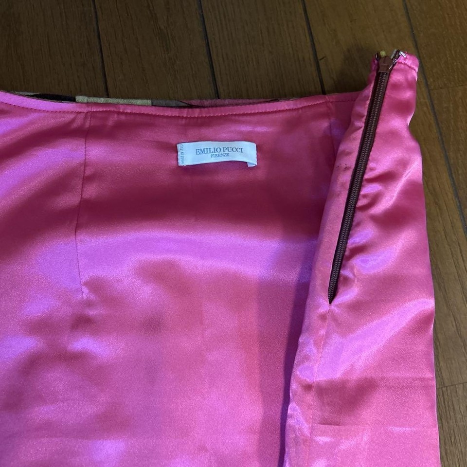 Emilio Pucci Pink Pucci Pattern WOOL Pencil Skirt, Size 36 Made in ...