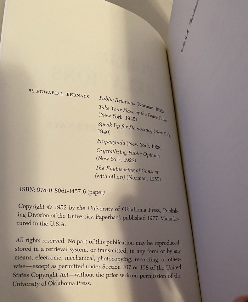 Public Relations by Edward L. Bernays 1952 Paperback VG Condition | eBay