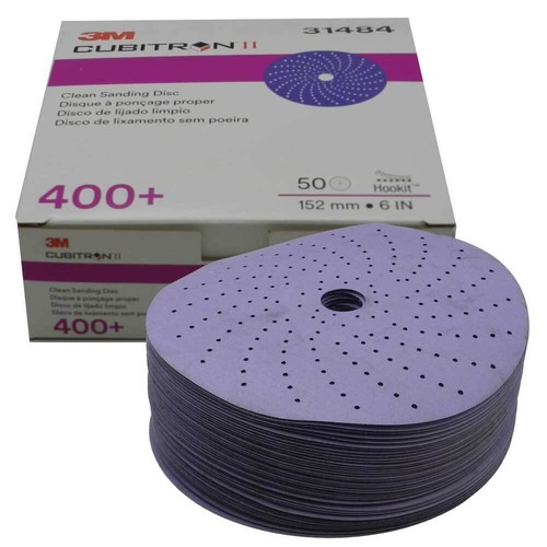 3M 31484 Cubitron II Hookit Clean Sanding Disc P400 150mm/6in. 50 Pack ...