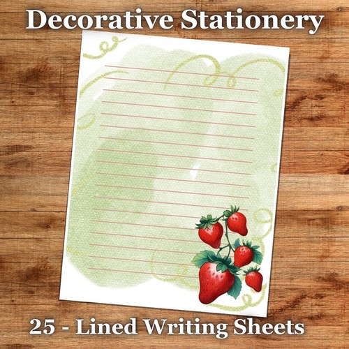 Strawberry-25 Sheets Decorative Paper Letter Writing Paper Color ...
