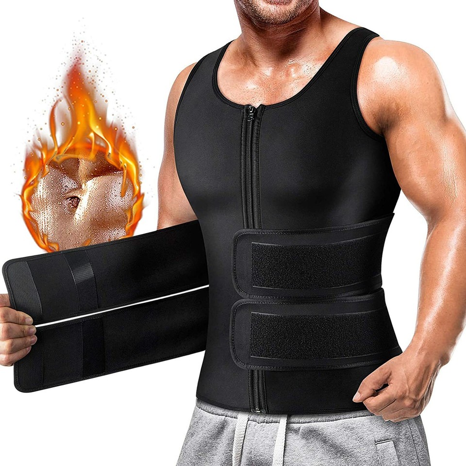 Men's Neoprene Sauna Sweat Vest Tank Top Body Shaper Waist Trainer Vest ...