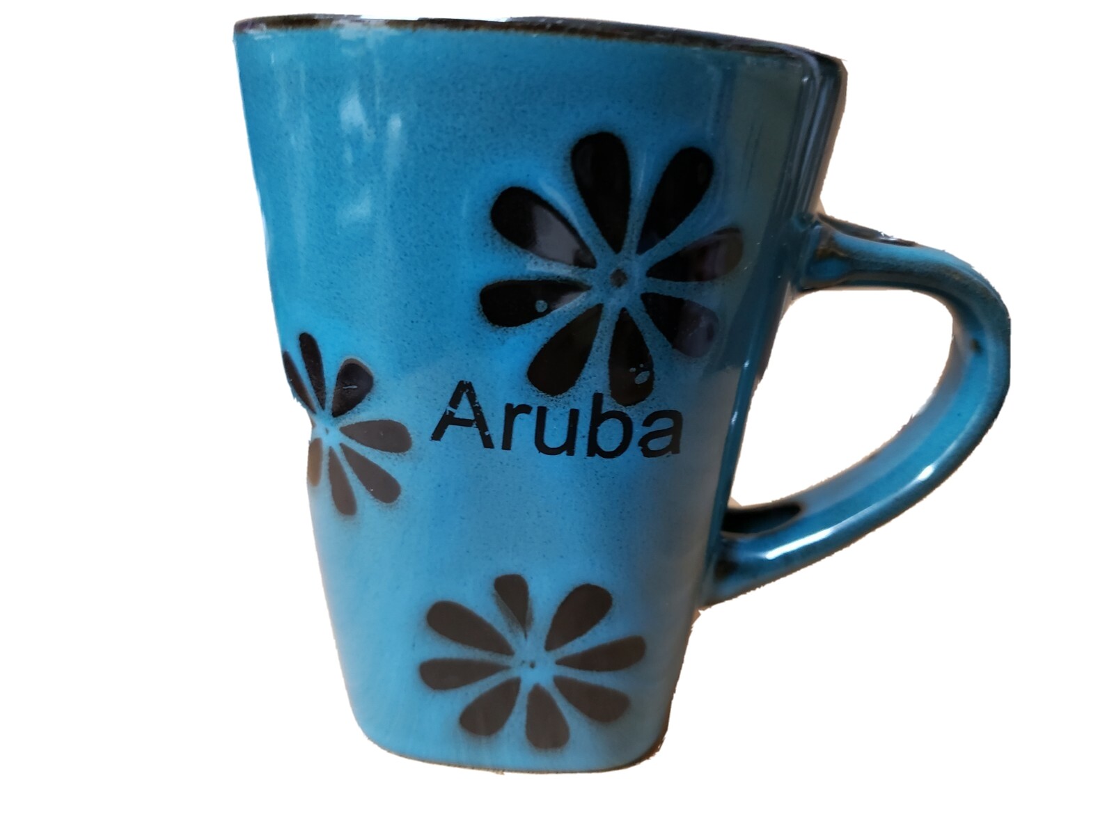 Aruba Green Coffee Tea Mug with A Spectrum of Black Flowers | eBay
