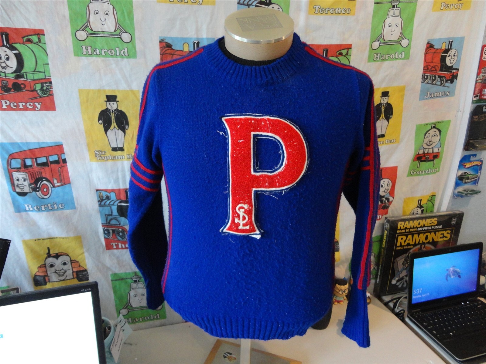 Vtg 60's High School Varsity Letter P Letterman blue … - Gem