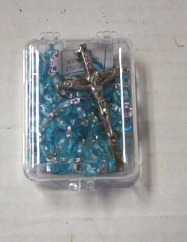 Birthstone Rosary Beads, Boxed, March Aquamarine, 18" Length, Plastic ...