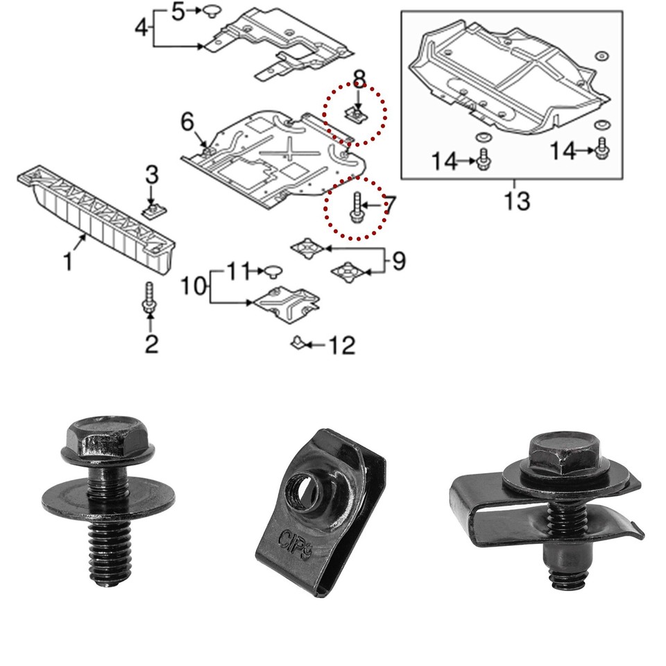 1960-1970 Ford Mercury Front Fender Bolt Kit Bolts Nuts Mustang Comet ...