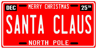 Santa Claus Merry Christmas ornament North Pole License plate #3 | eBay