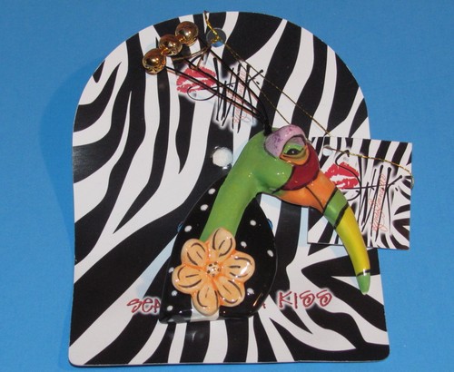 SWAK Emily Whimsical Bird Ceramic Pin Blue Lynda Corneille New on Card ...