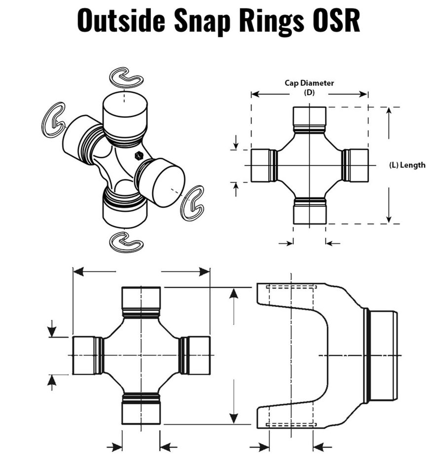 90-28-27 Driveshaft Weld Yoke SPL90 Series & Spicer Universal Joint ...