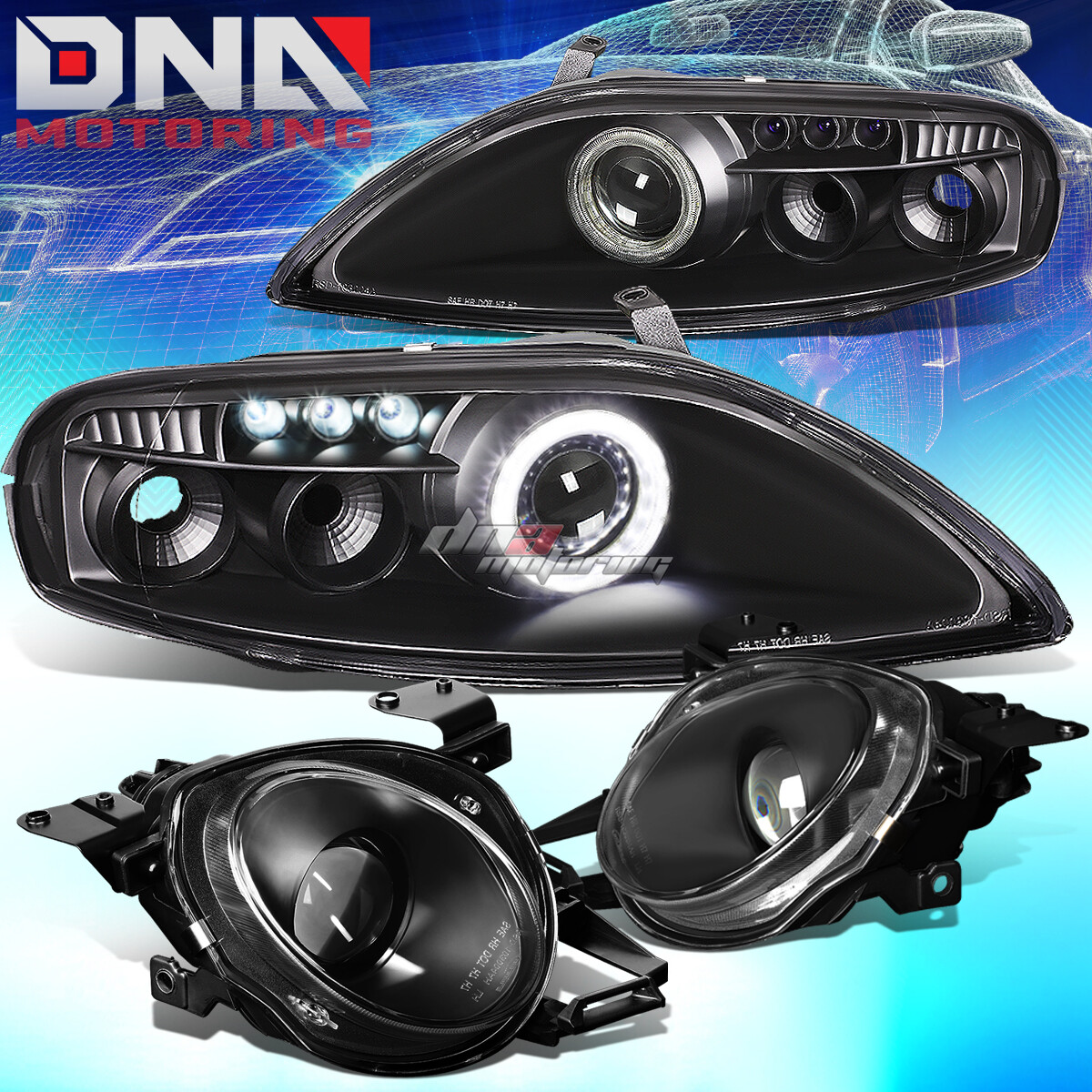 FOR 92-00 Z30 SC300/SC400 BLACK HALO RING PROJECTOR+LED DRL+HIGH BEAM ...