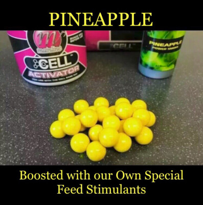 Mainline Cell Pop Ups carp Boilies 25x 12mm Yellow Soaked In Korda Goo ...