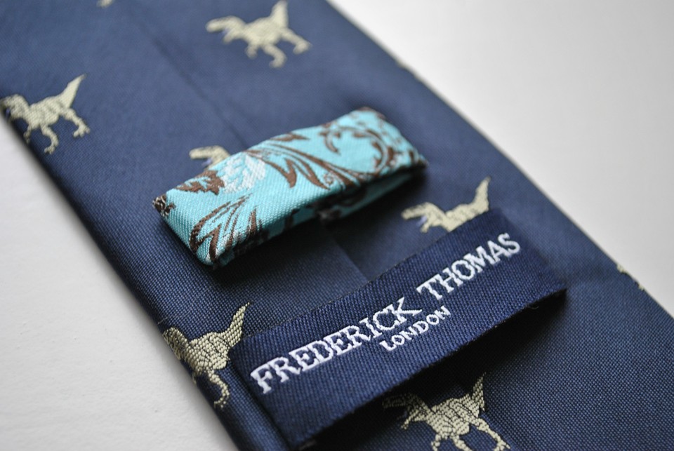 Frederick Thomas Designer Mens Tie - Dark Navy Blue - Embroidered ...