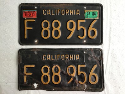 Pair 1973 California License Plate Tag 1984 | eBay