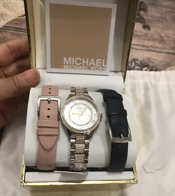 NWT Michael Kors Lauryn MK4366 Diamond Accents Quartz Women's Watch ...