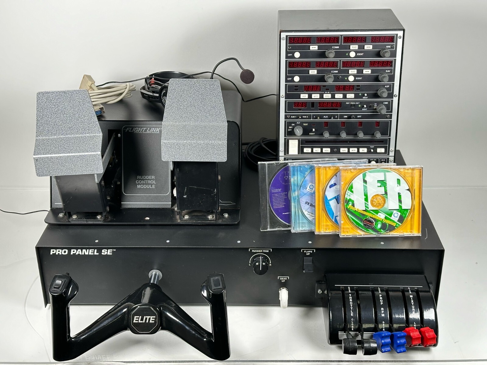 Elite Pro Panel Flight Simulator with Communications Cluster and Rudder ...