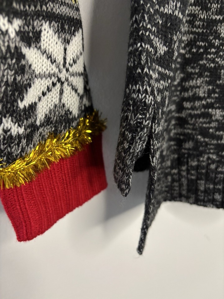 NWT United States Size S Ugly Christmas Sweater Cat Meowy Gray Black ...