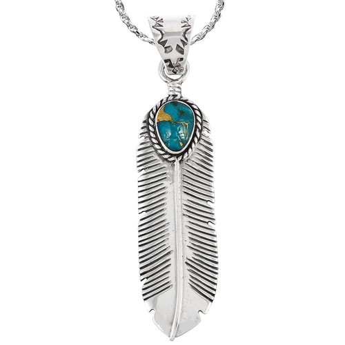 Matrix Turquoise Necklace 925 Sterling Silver Pendant & 20" Chain ...