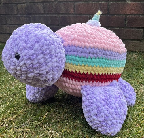 NEW JUMBO Crochet Animal Stuffed Birthday Cake Turtle Birthday Crochet ...